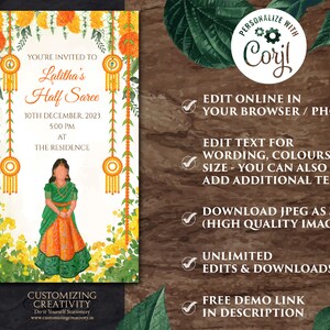 Half Saree Invite & Half Sari Invitations, Half Saree Invitations as ...