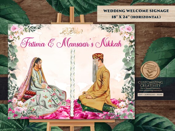 Nikah Welcome Sign Muslim Welcome Sign Nikkah & Nikah Welcome | Etsy