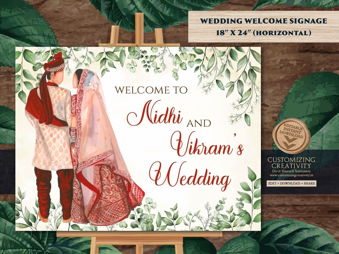 Indian Wedding Welcome Sign: Hindu Wedding Decor (digital Download) - Etsy