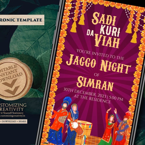 Jago Invitation Digital as Jago Invites Digital Jaggo Cards - Etsy Canada