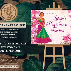 Saree Function Signs & Half Saree Signs, Half Saree Welcome Signs as ...
