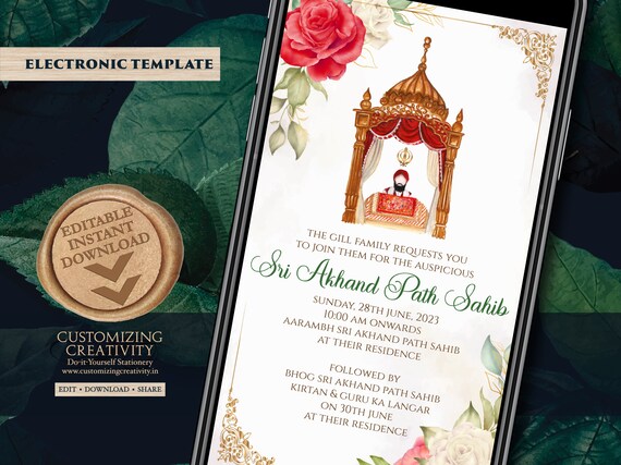 Akhand Path Invites Sikh Invitations Sri Akhand Path Sahib - Etsy India