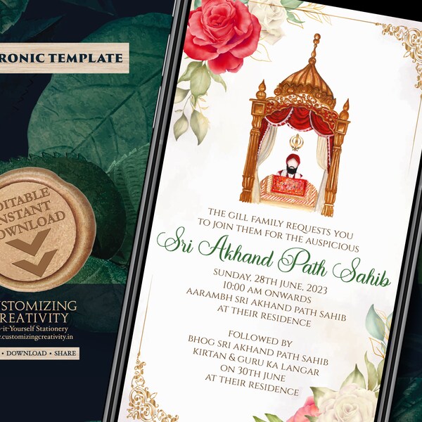 Akhand Path Invitation Card - Etsy