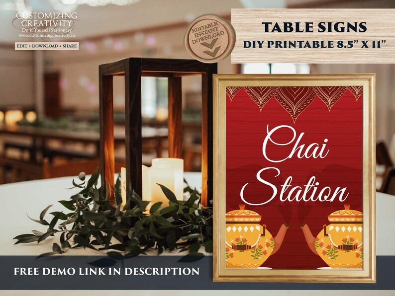 Indian Wedding Chai & Food Station Sign: Mehndi Decor (digital Download ...