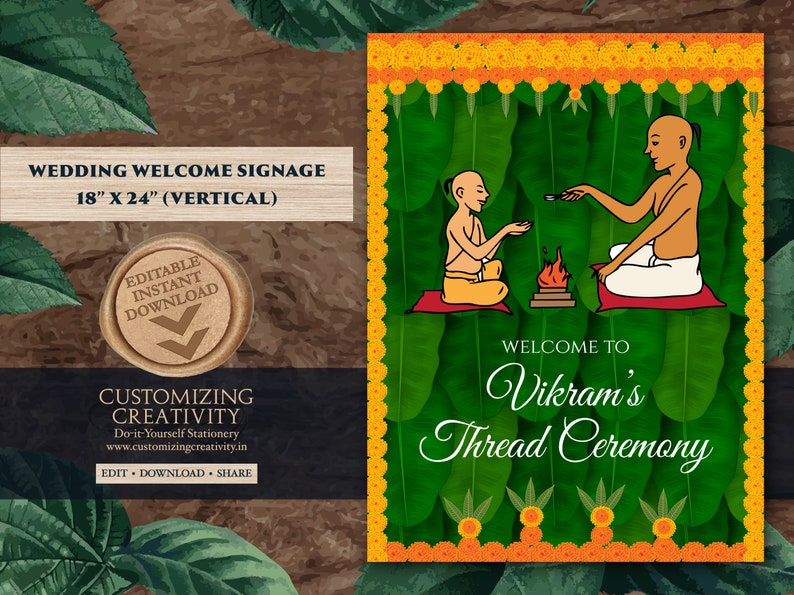 Upanayanam Sign & Thread Ceremony Sign Upanayanam Welcome - Etsy