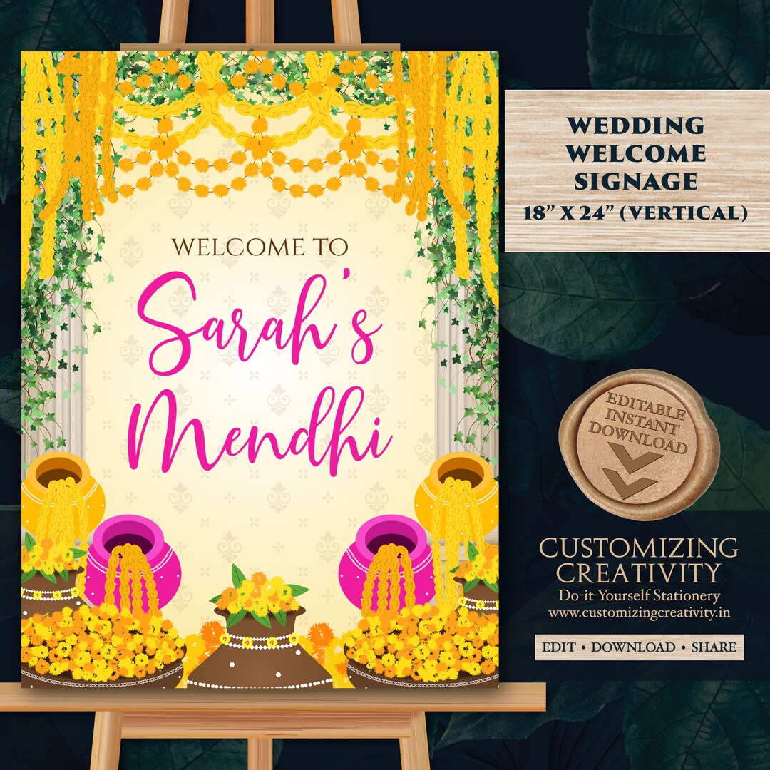 Mehndi Posters & Mehendi Welcome Sign, Mehndi Welcome Signs as Mehndi ...
