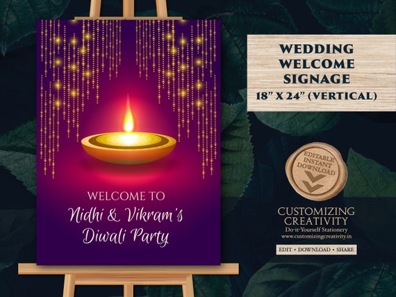 Welcome Diwali Signs & Diwali Party Signs Diwali Dinner - Etsy