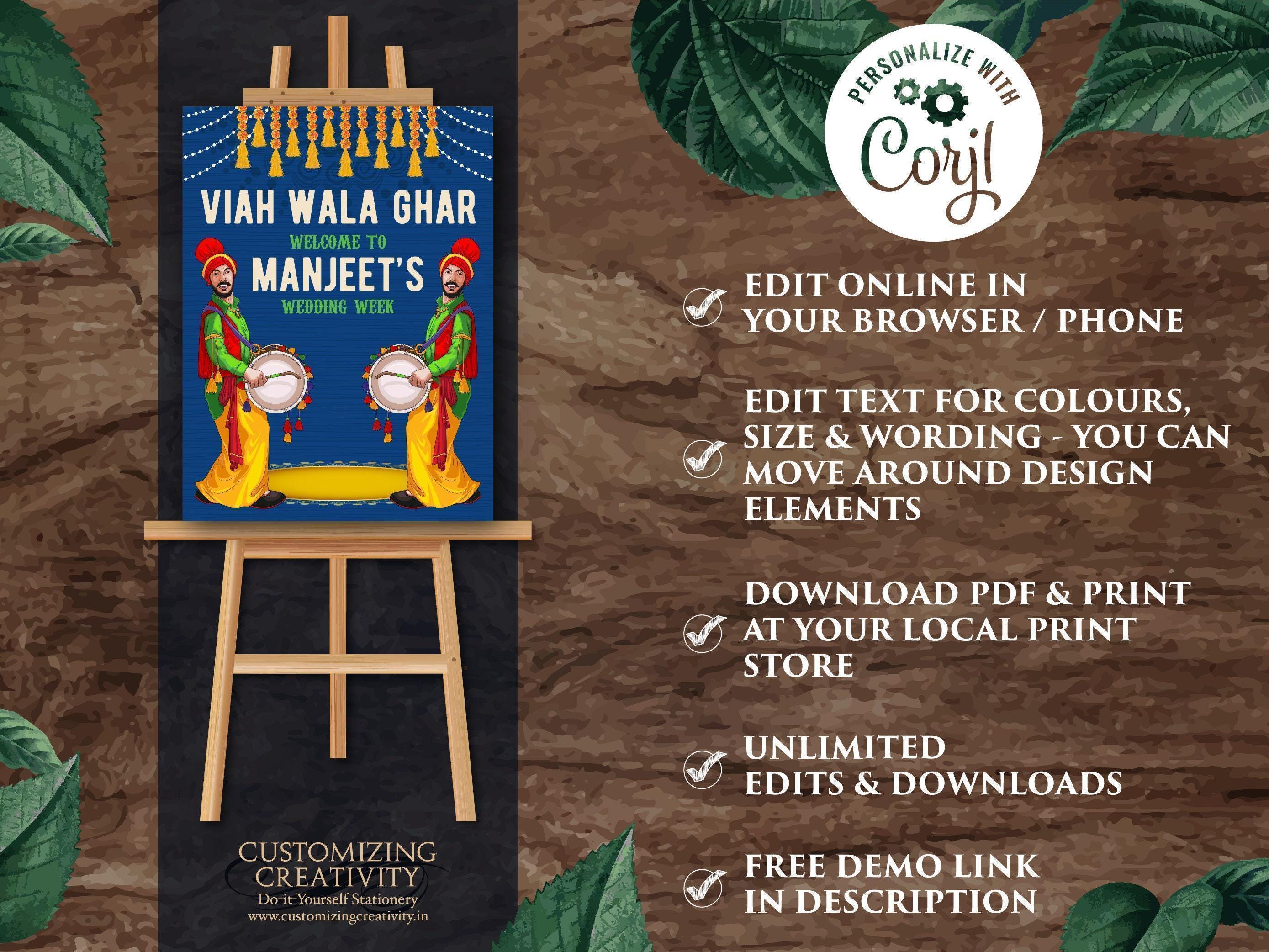 Punjabi Wedding Welcome Sign: Viah Wala Ghar (digital Download) - Etsy