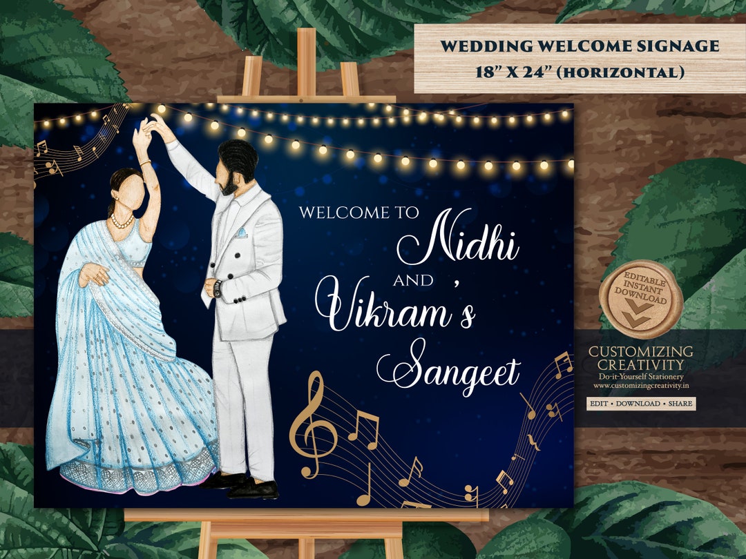 Sangeet Signs & Sangeet Welcome Sign, Sangeet Decor as Sangeet Poster ...