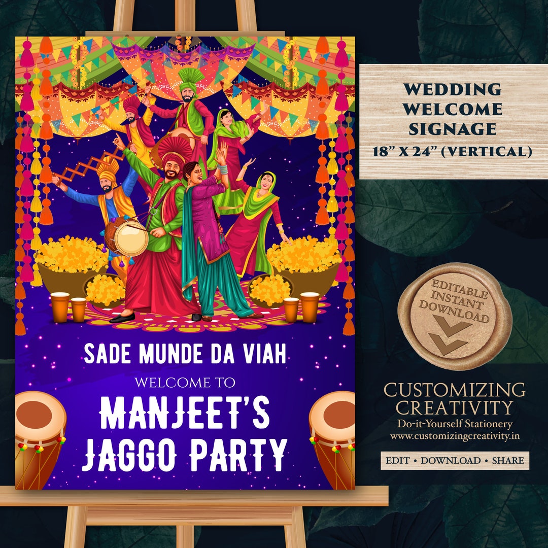 Sade Munde Da Viah Wala Ghar Jaggo Welcome Sign, Sadi Kuri Da Viah as ...