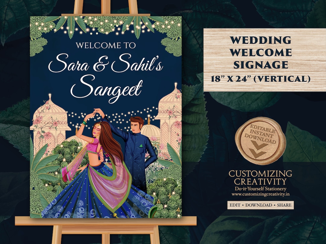 Sangeet Welcome Sign Indian Sangeet Decor, Indian Sangeet Sign as ...