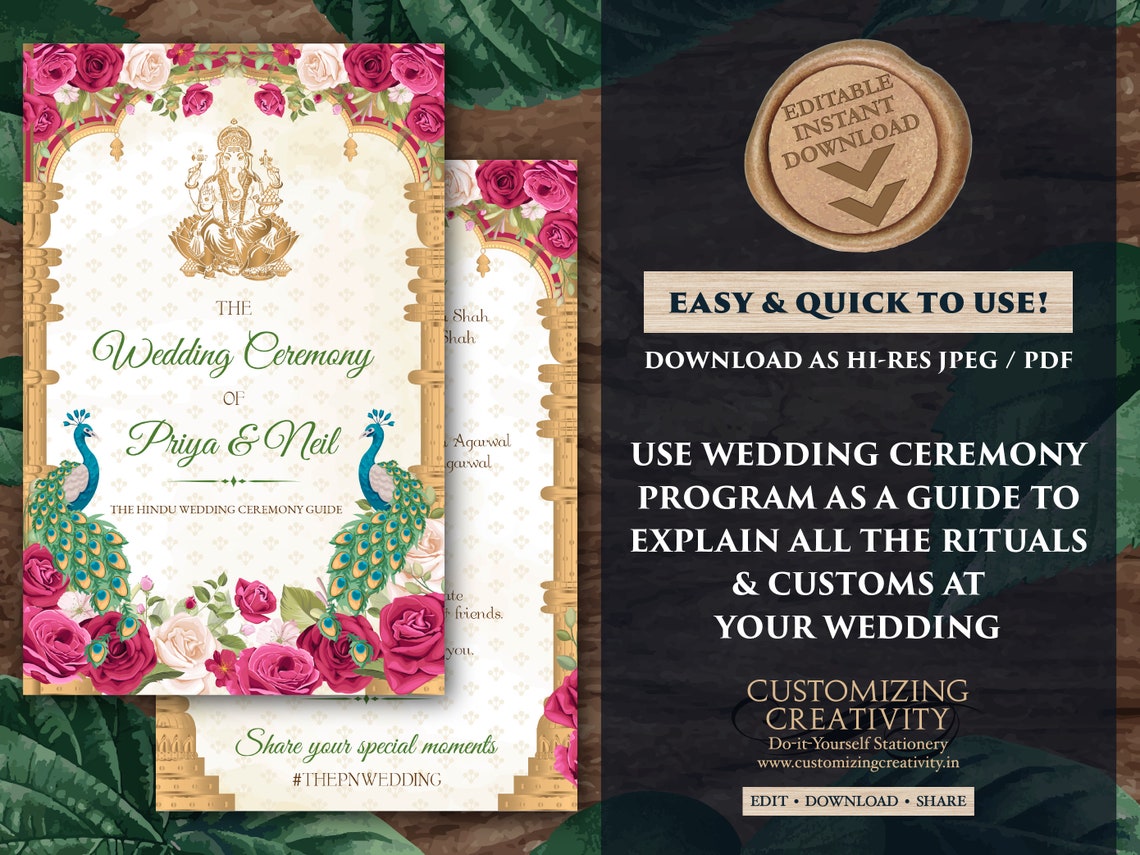 Hindu Wedding Timeline as Indian Wedding Timeline Indian - Etsy UK