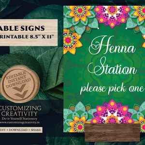 Indian Wedding Decor Henna Station Sign, Mehndi Decoration & Mehndi ...