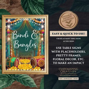 Bindi Bar Signs Mehndi Decor, Bangle Station Signs as Indian Wedding ...