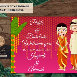 Marathi Wedding Welcome Sign Maharashtrian Wedding Sign Hindu, Hindu ...