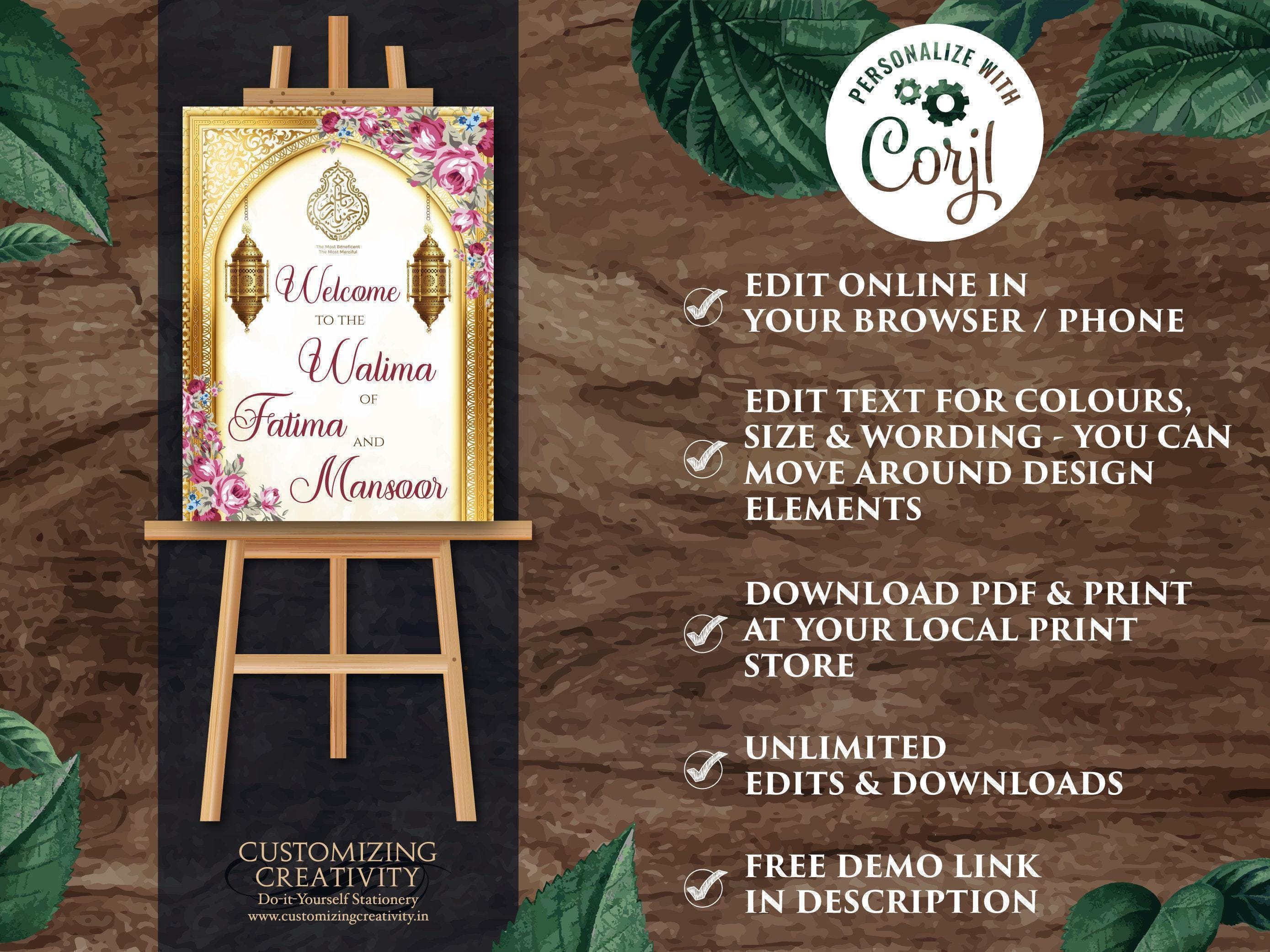 Floral Walima Welcome Sign: Muslim Wedding Decor (18x24" PDF) - Etsy