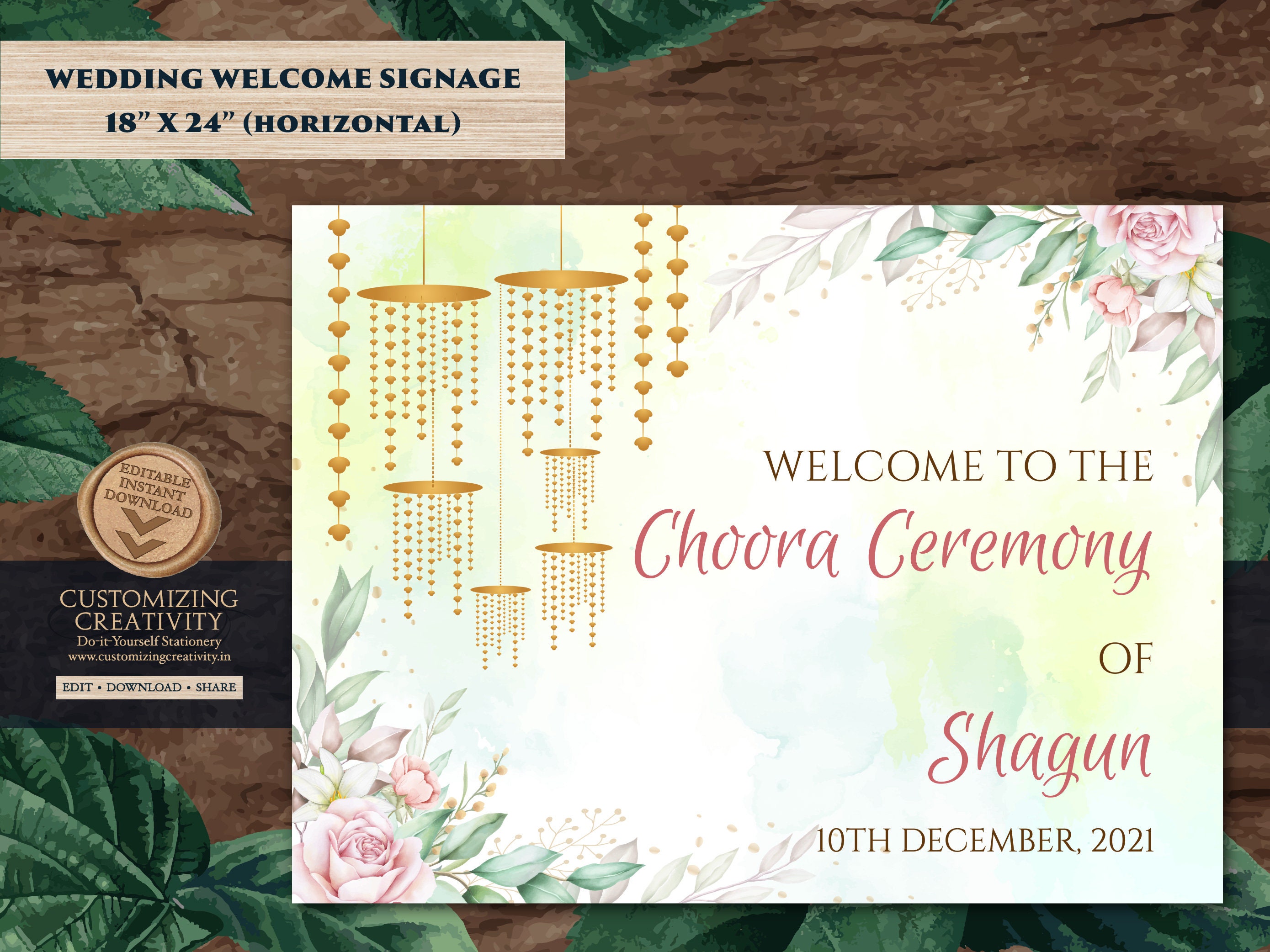 Choora Ceremony Signage as Chura Signs Welcome Indian Welcome - Etsy UK