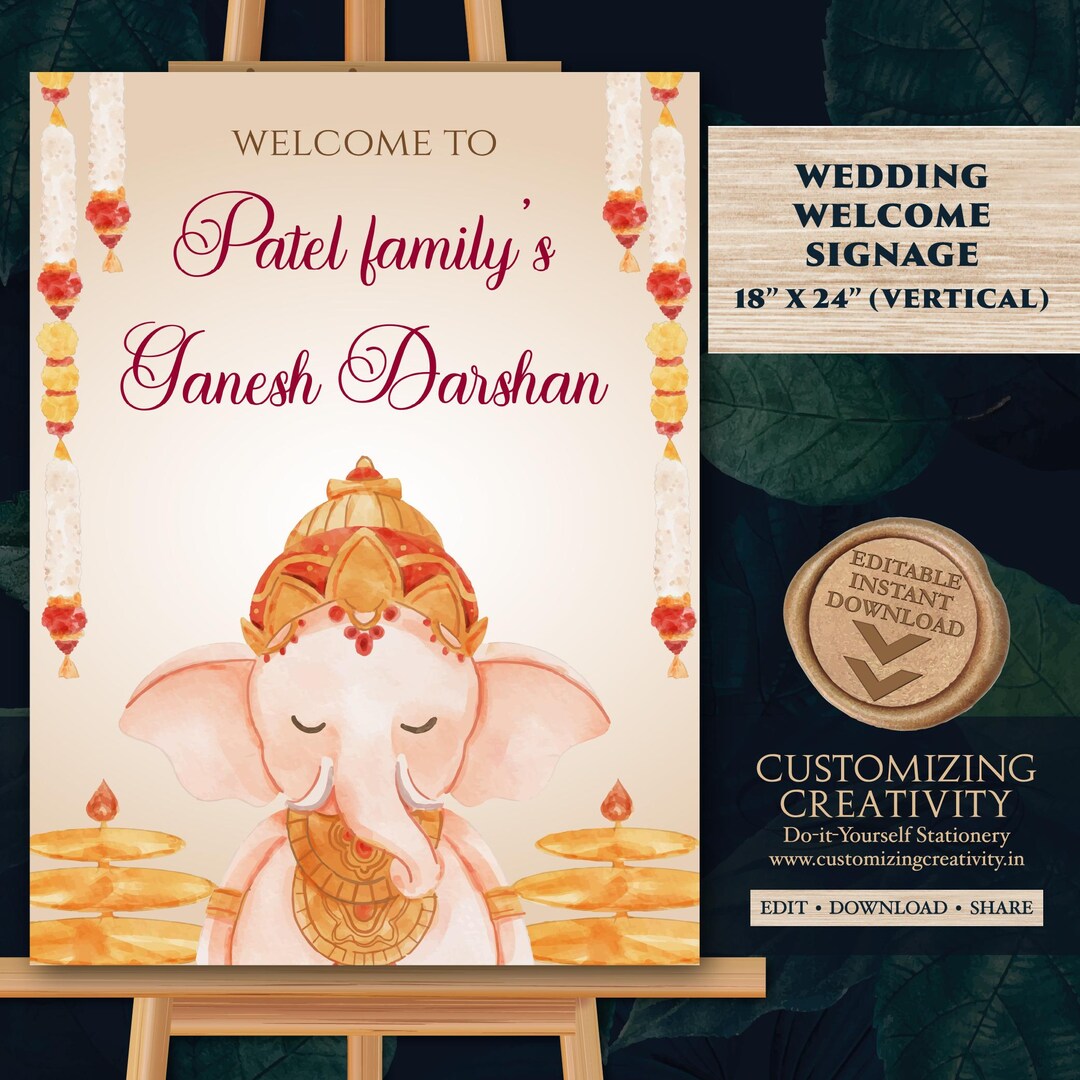 Ganesh Chaturthi Signs Ganpati Darshan Welcome Signs, Ganpati Pooja ...