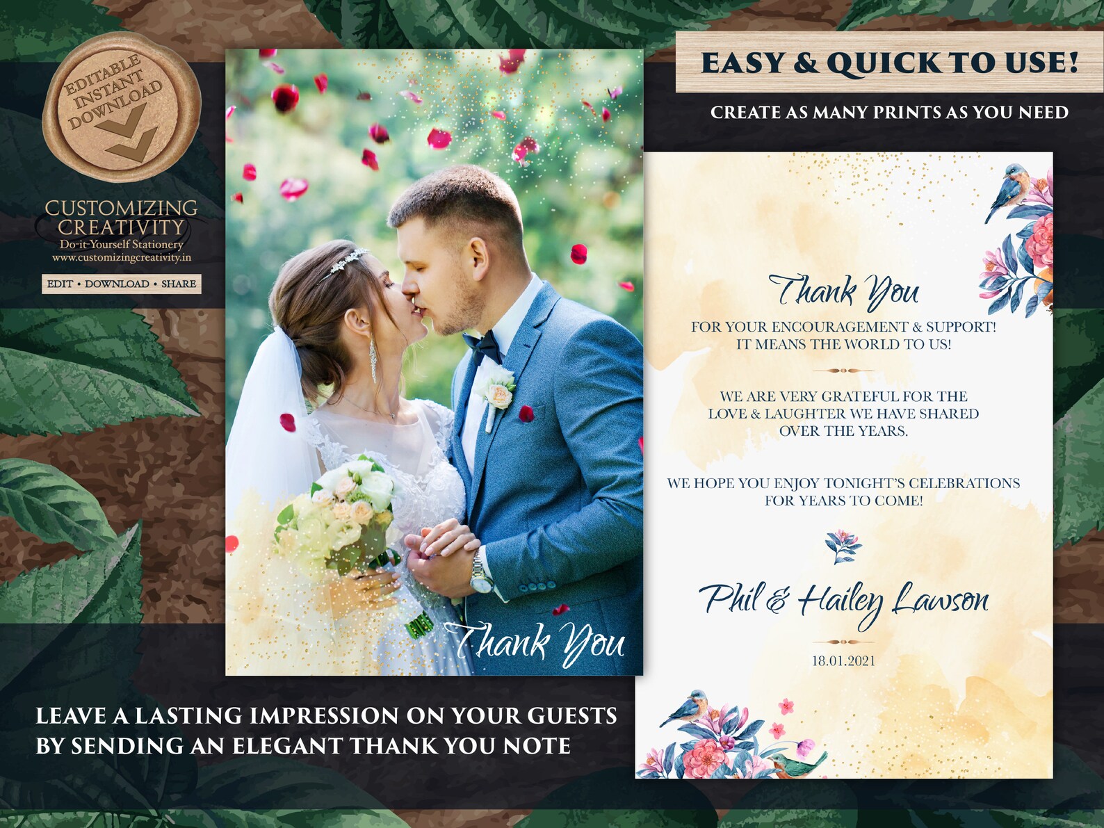 Indian Thank You Cards With Photo as Royal Wedding Photo Thank - Etsy