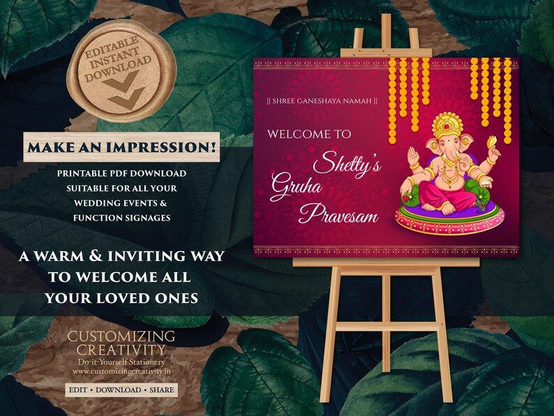 Welcome Ganesh Puja Signs & Gruhapravesam Sign Indian - Etsy