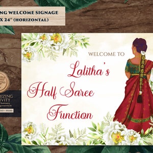 Half Saree Poster & Half Saree Decor, Half Saree Ceremony Signs as Half ...