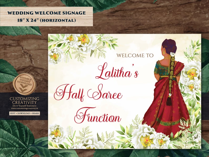 Half Saree Poster & Half Saree Decor Half Saree Ceremony - Etsy