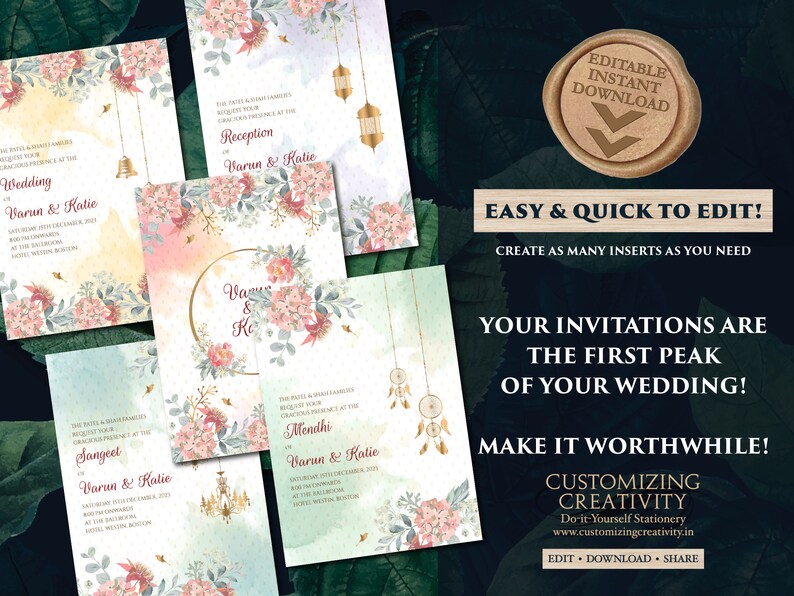 Hindu Invitation & Hindu Wedding Invitation Indian Wedding - Etsy