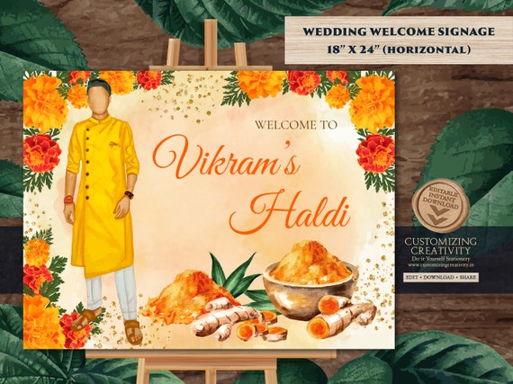 Haldi Signs Groom & Haldi Posters Boy Welcome to Haldi Signs - Etsy