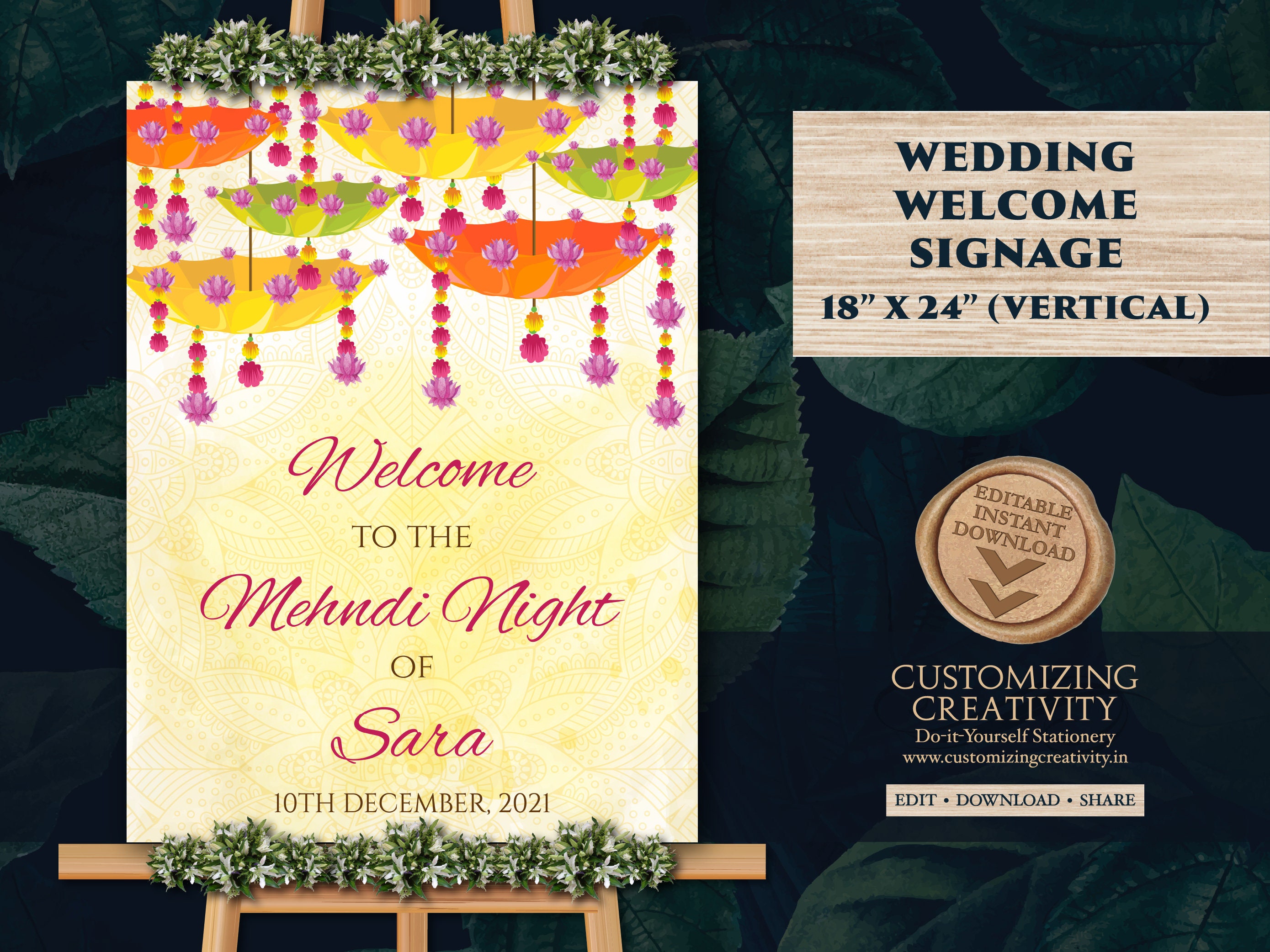 Mehndi Welcome Signs as Mehndi Signs Indian Welcome Sign as - Etsy Canada