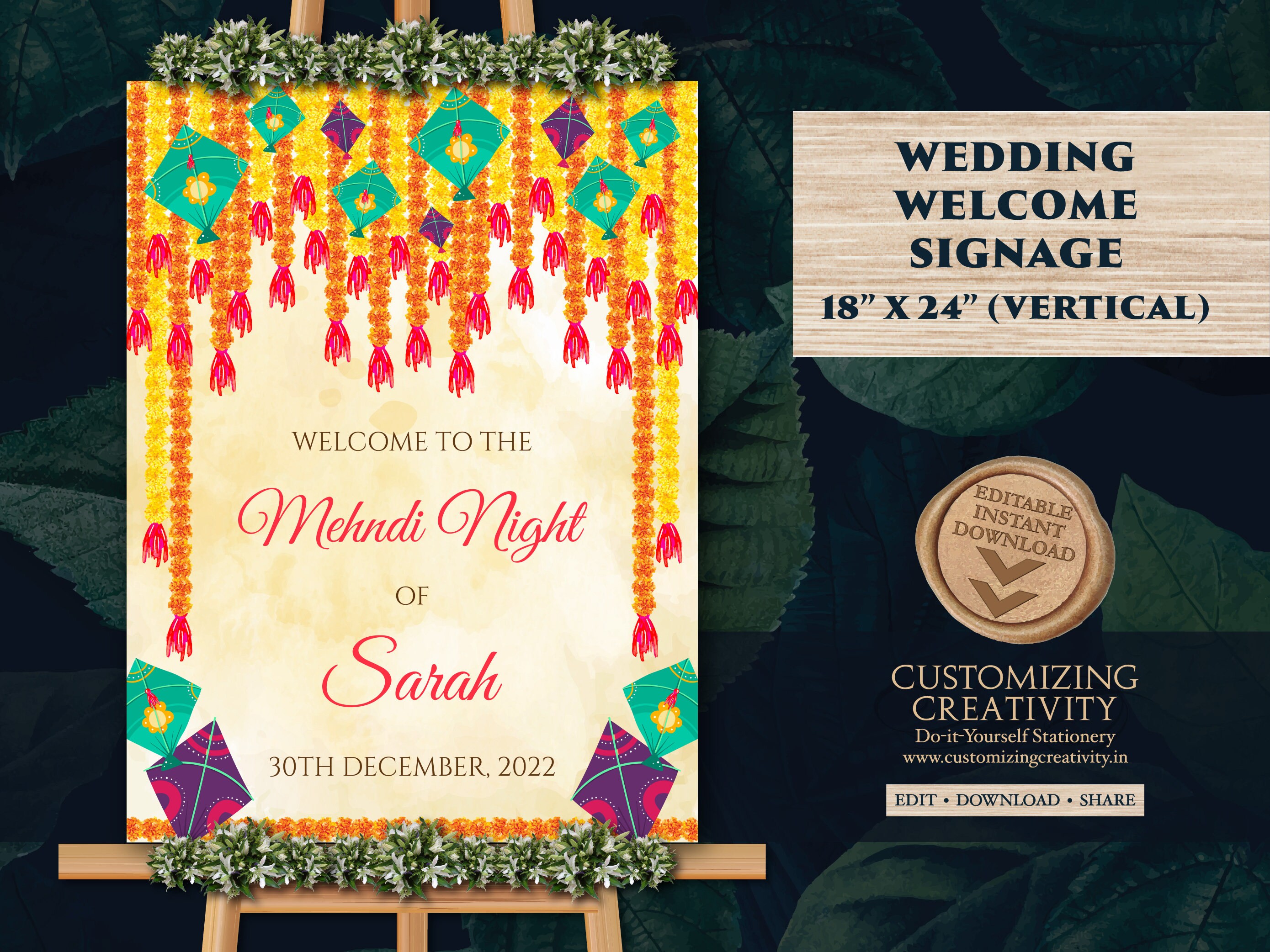 Mendhi decor sign & Mendhi Welcome signage Desi Wedding | Etsy
