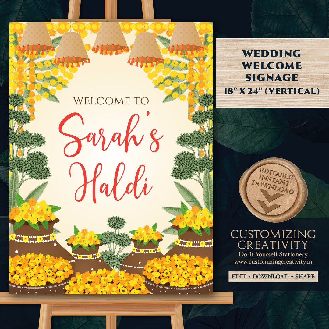 Haldi Decoration & Welcome to Haldi Signs, Haldi Welcome Signs as Haldi ...