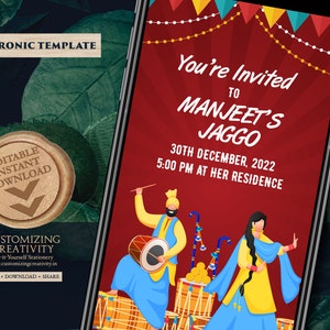 Jaggo Night Invites, Punjabi Party Invitation, Jago Party Invite ...