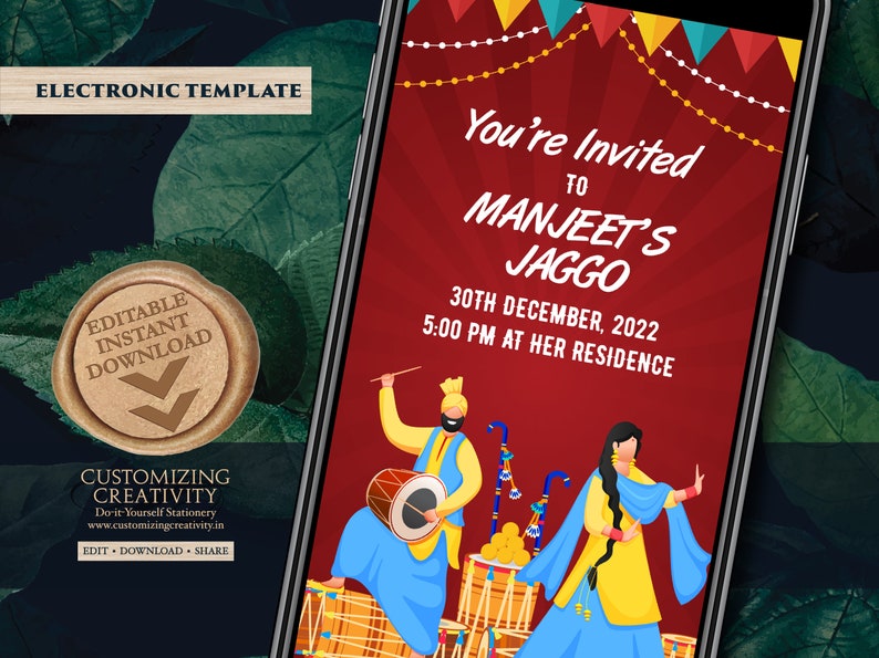 Jaggo Night Invites Punjabi Party Invitation Jago Party - Etsy