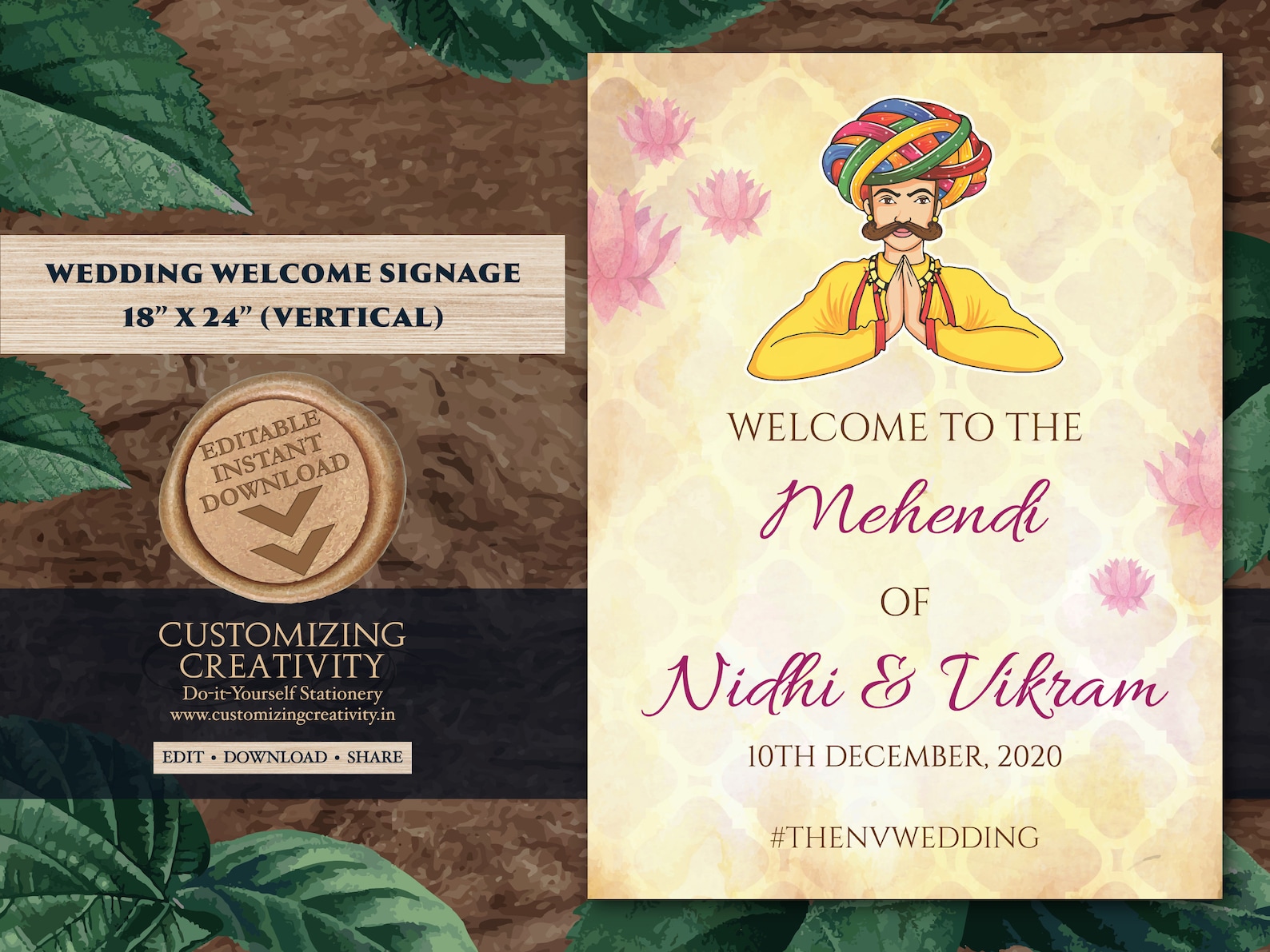 Namaste Welcome Sign as Mendhi Welcome Sign Indian Wedding - Etsy UK