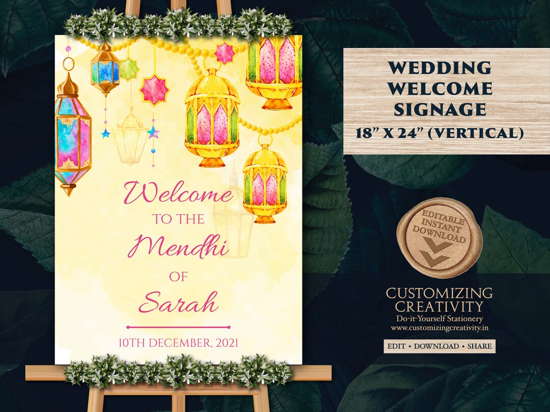 Mehendi Sign as Mendhi Welcome Signs, Indian Welcome Sign & Mehndi ...