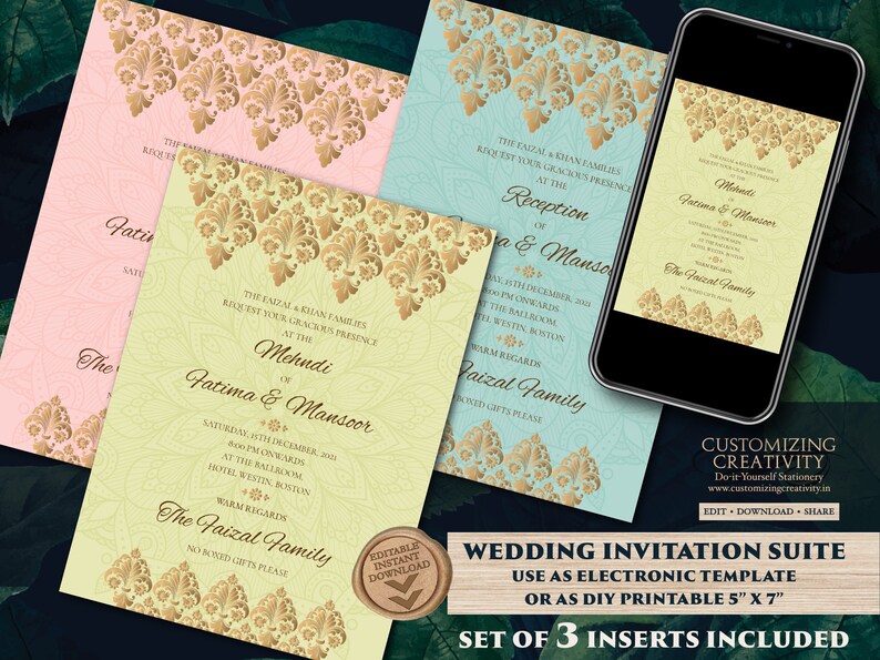 Muslim Invitation as Royal Wedding Card Shaadi Invitations - Etsy