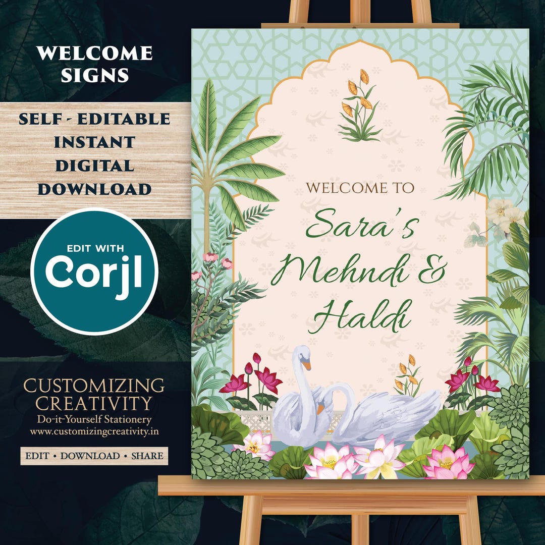 Mehendi Signs Haldi Welcome Signs, Mehndi Decor Signs & Haldi ...