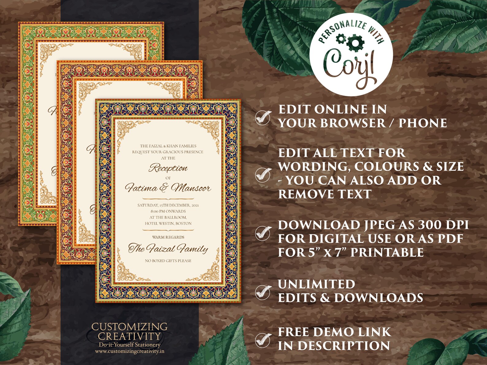 Muslim Wedding Invitation as Arabic Wedding Shaadi Card - Etsy