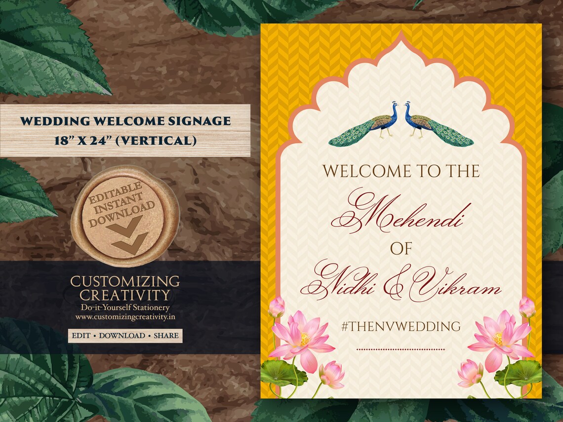 Mehndi Signs for Indian Welcome Sign Henna Signs for Indian | Etsy