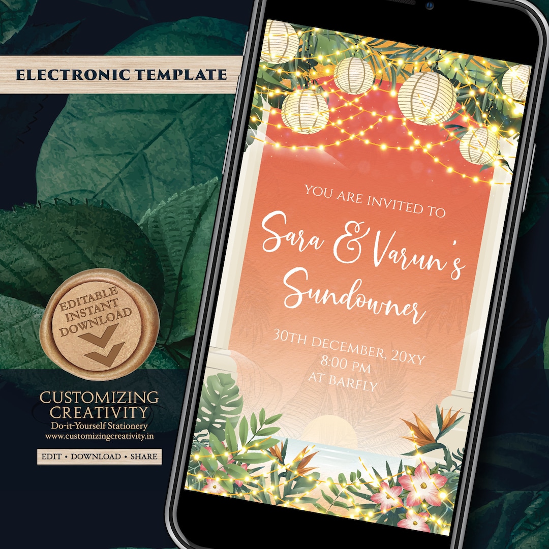 Indian Wedding After Party Invite Digital Wedding Cocktail Invite ...