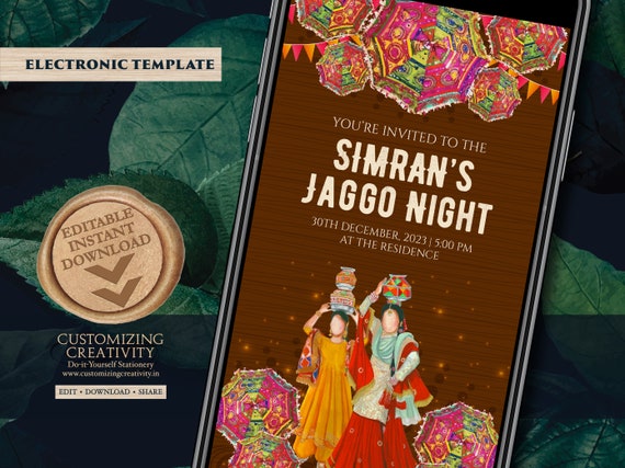 Punjabi Jago Invitation Digital as Jago Invites Jaggo Cards & | Etsy