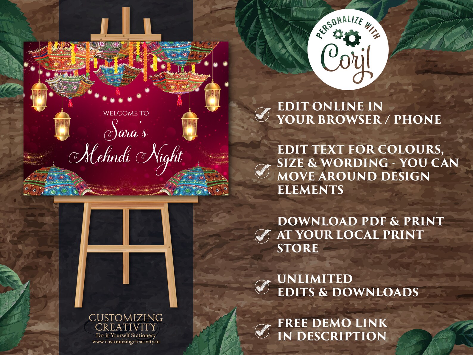 Mehndi Decor & Mehndi Welcome Sign, Mehendi Welcome Sign as Mehendi ...