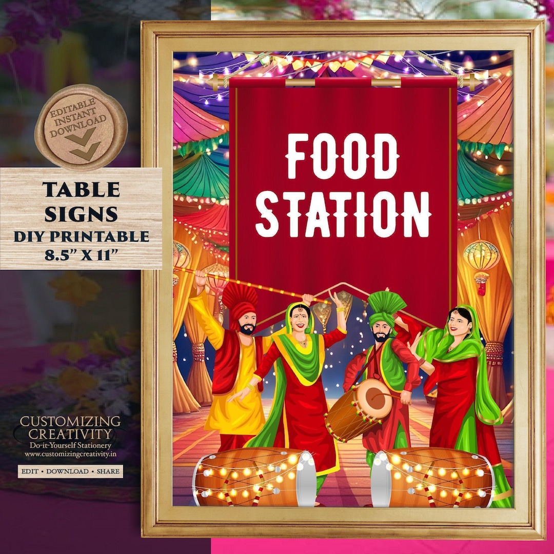 Indian Wedding Food Station Sign: Mehndi Decor (digital Download) - Etsy