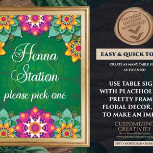 Indian Wedding Decor Henna Station Sign, Mehndi Decoration & Mehndi ...