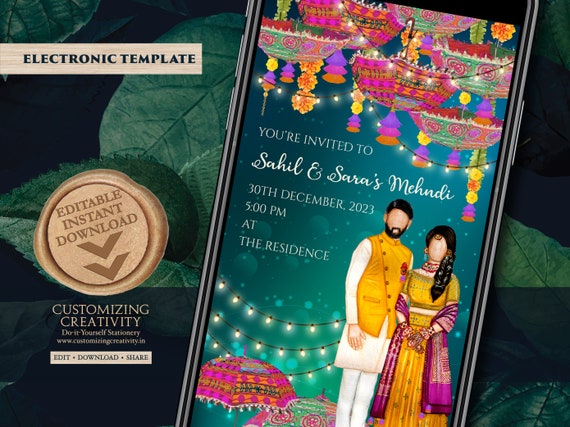 Mendhi Invitations & Mehndi Cards Mehendi Invites as Mehndi - Etsy