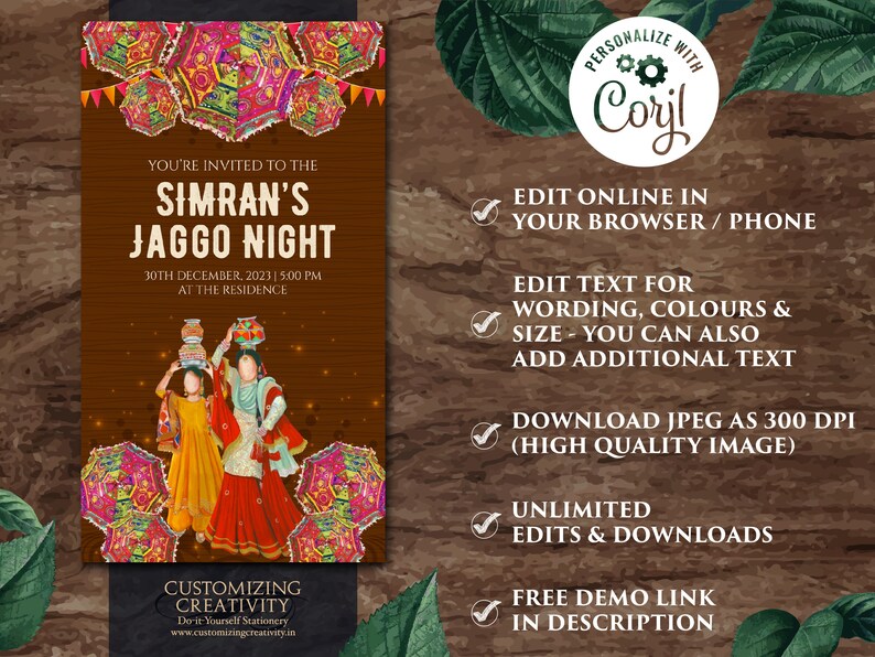 Punjabi Jago Invitation Digital as Jago Invites Jaggo Cards & | Etsy