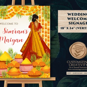 Maiyan Welcome Sign Maiyan Board Haldi Decor, Haldi Welcome Sign ...