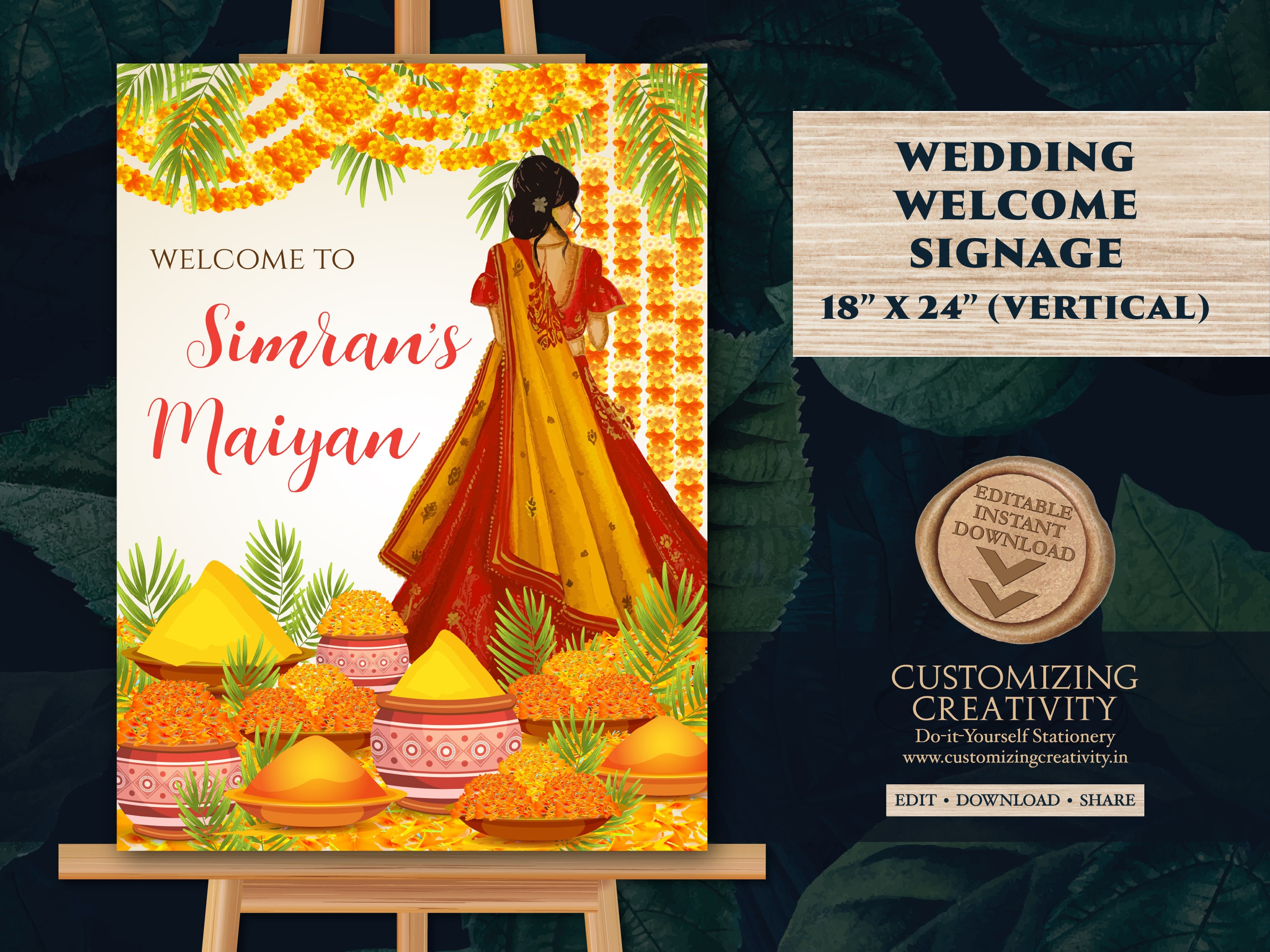 Maiyan Welcome Sign Maiyan Board Haldi Decor Haldi Welcome - Etsy UK