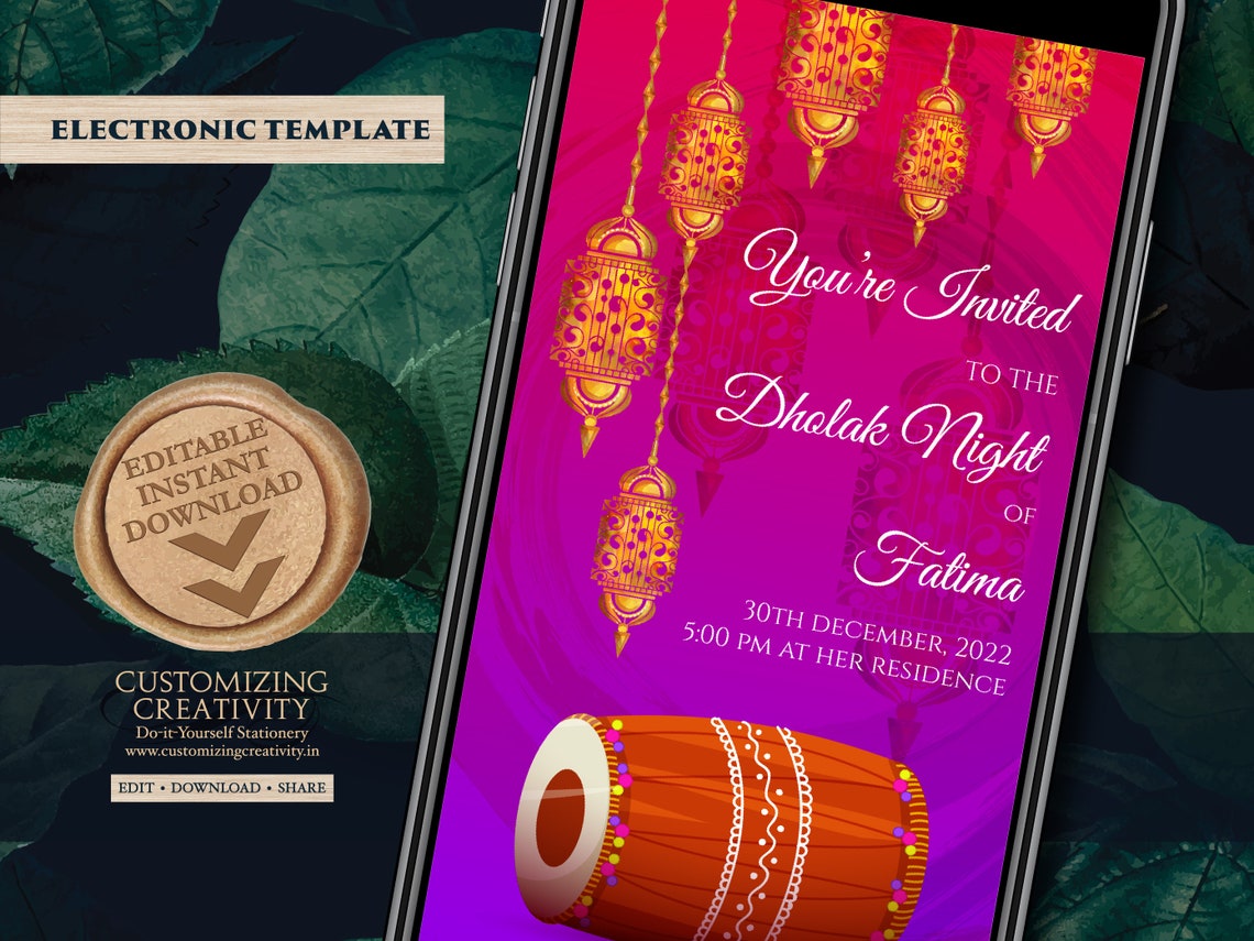 Muslim Dholki Invitations Dholak Invitation Dholki Invites Etsy