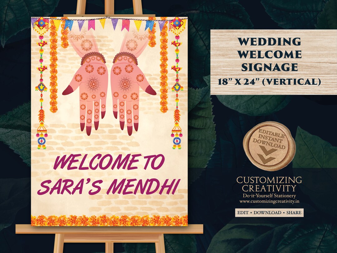 Mehendi Decor Sign & Mehndi Welcome Signs, Mendhi Decor Sign as Mehendi ...